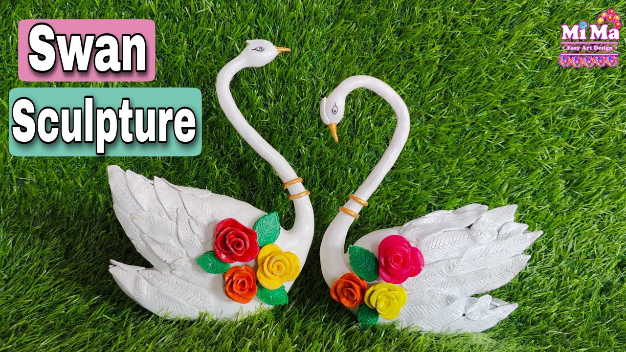 Unique Swan Sculpture Made with clay| Easy Cardboard showpiece making ...