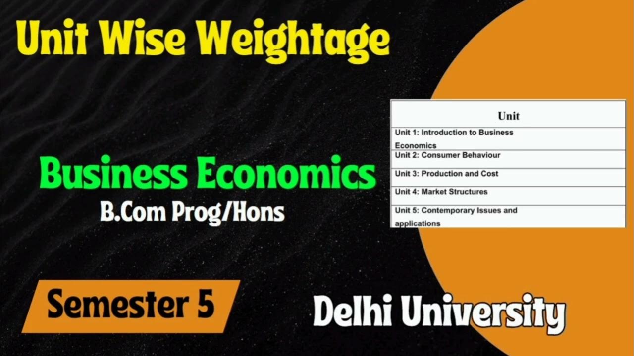 Business Economics l Unit Wise Weightage l Semester 5 l B Com Prog Hons l Delhi University l ...