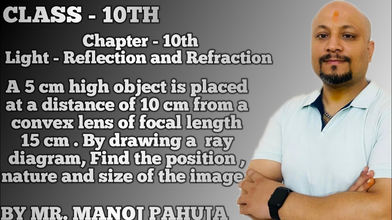 A 5 cm high object is placed at a distance of 10 cm from a convex lens ...
