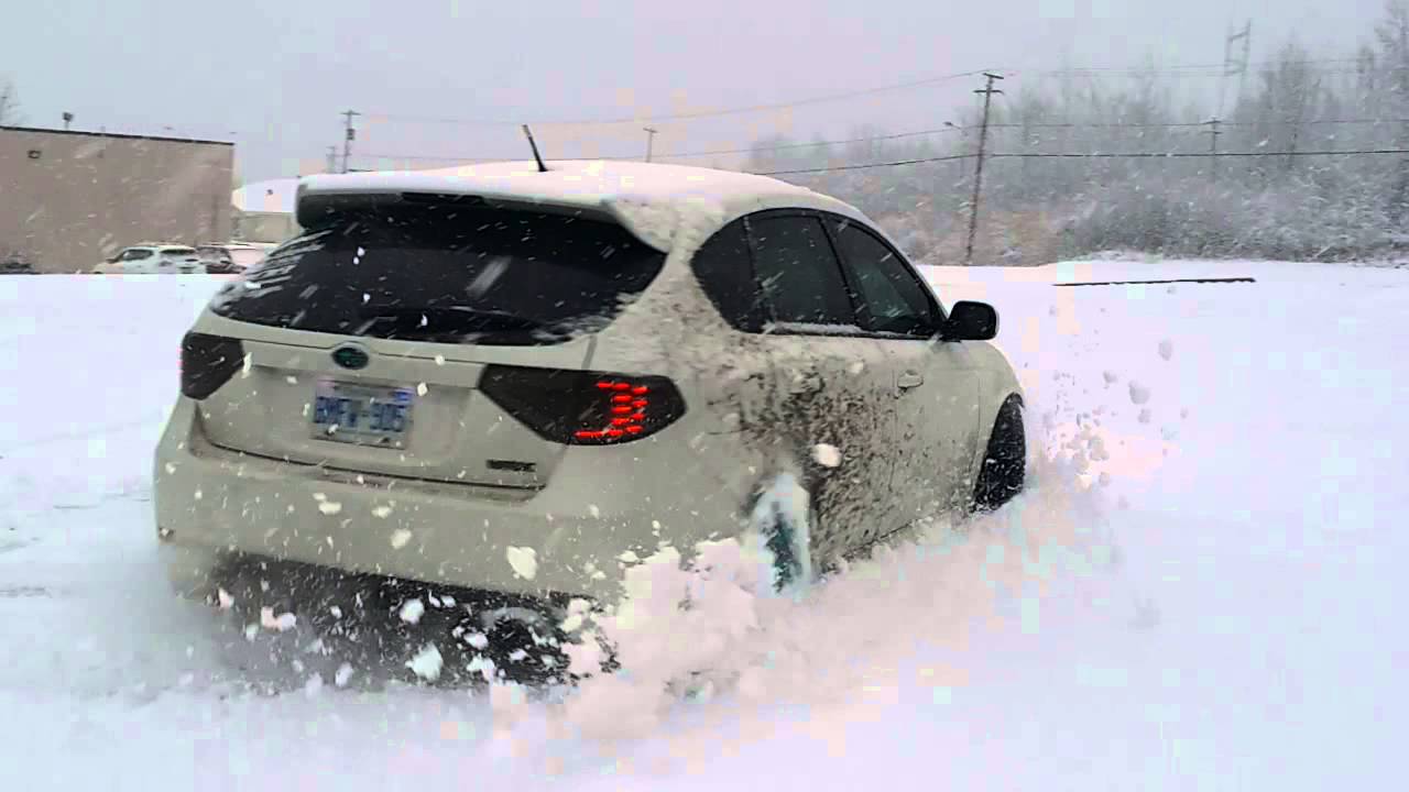 Slammed Subaru WRX snow hooning! - YouTube