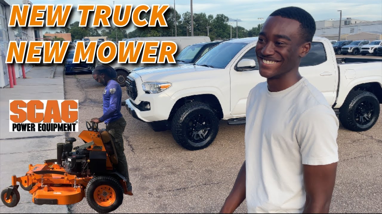 New Scag 36" V-Ride II Stand-On Mower And Ashtun's New Truck - YouTube