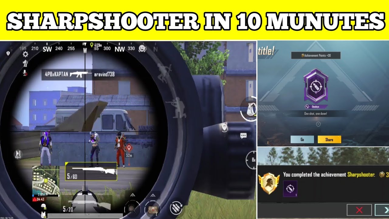 😱 Bgmi Sharpshooter Title Complete in 10 Minute deadeye easy trick to get deadeye Full Tutorial ...