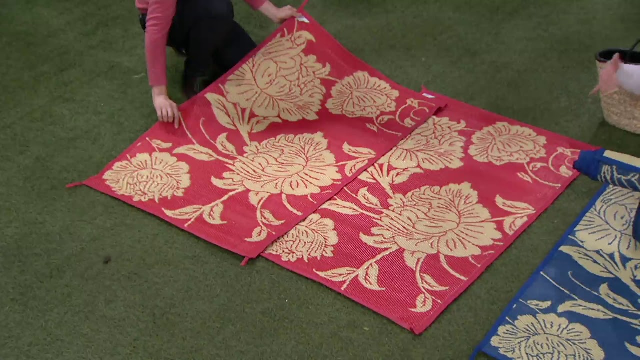 Barbara King Floral Dance Set of 2 3x5 Reversible Outdoor Mats on QVC ...