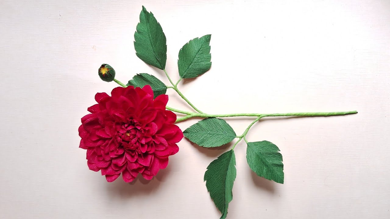 How to make dahlia flower with crepe paper | Paper dahlia tutorial - YouTube