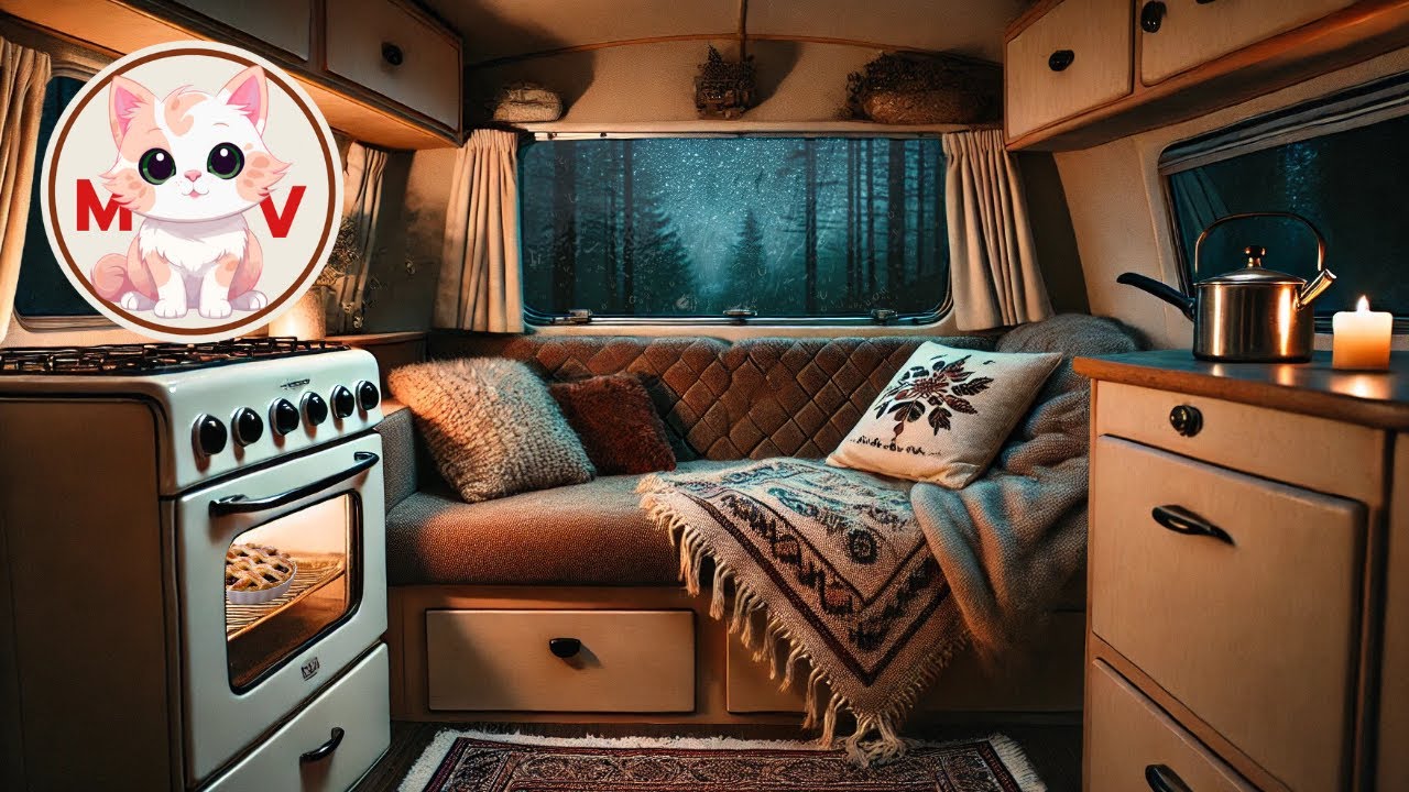 Camper van ambience with rain at night - YouTube
