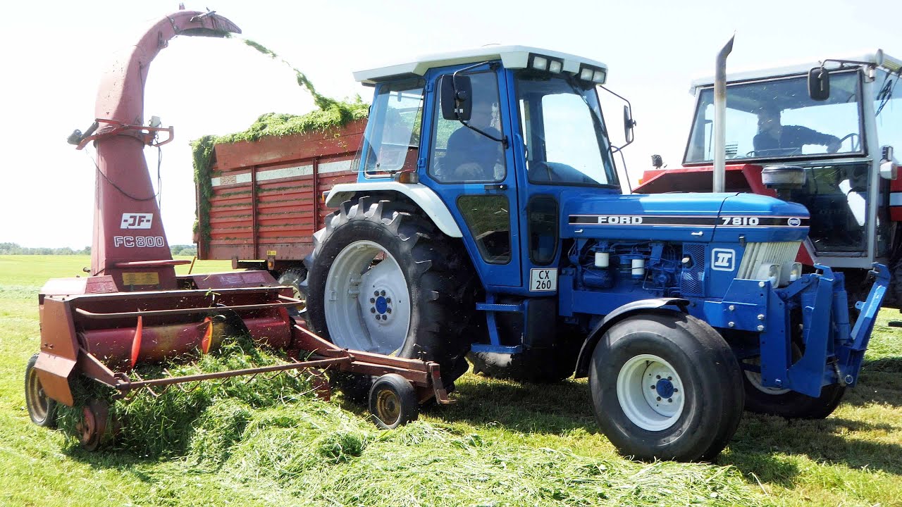 Ford 7810 in the field chopping Grass at Vintage Grass Silage Day - YouTube