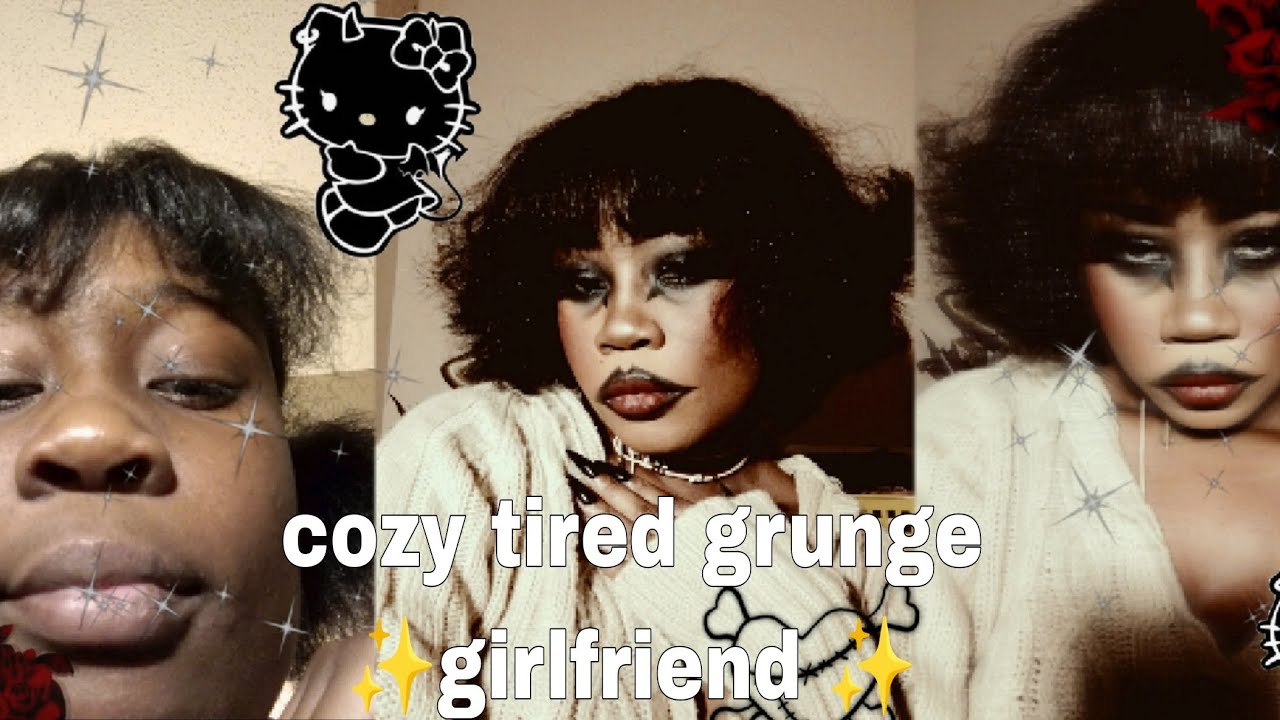 COZY TIRED GRUNGE GIRLFRIEND LOOK | hair and makeup GRWM - YouTube