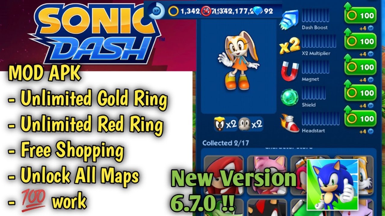 SONIC DASH V6.7.0 APK (MOD, UNLIMITED GOLDRING, RED RING, UNLOCK ALL ...