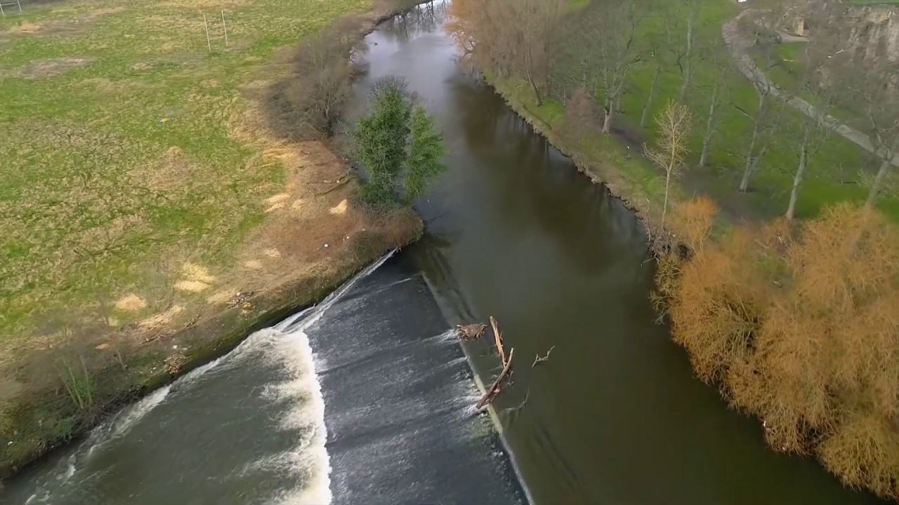 Aerial footage of Kirkstall Abbey and Weir - YouTube