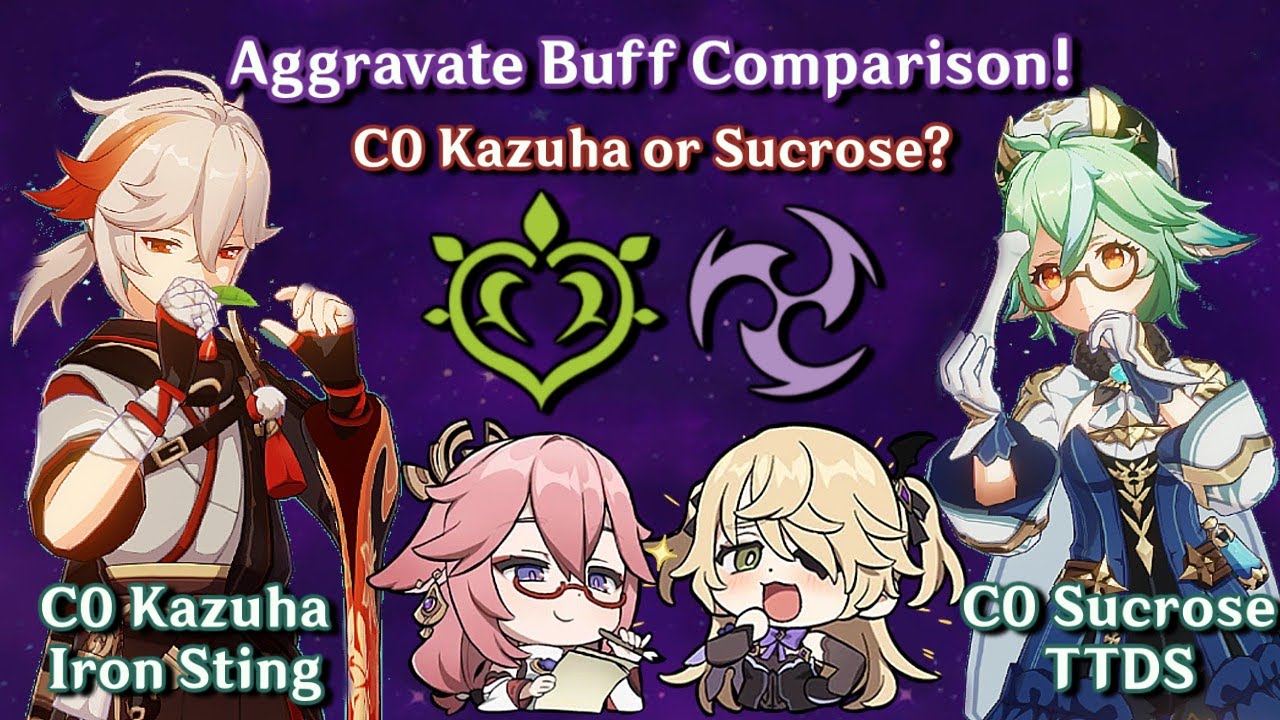 C0 Kazuha vs C0 Sucrose Comparison for Yae Miko & Fischl Aggravate ...