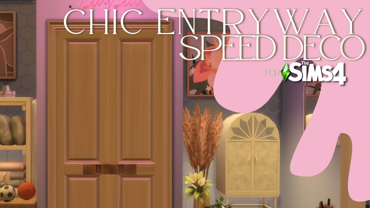 pink and white entryway the sims 4 speed build + cc - YouTube