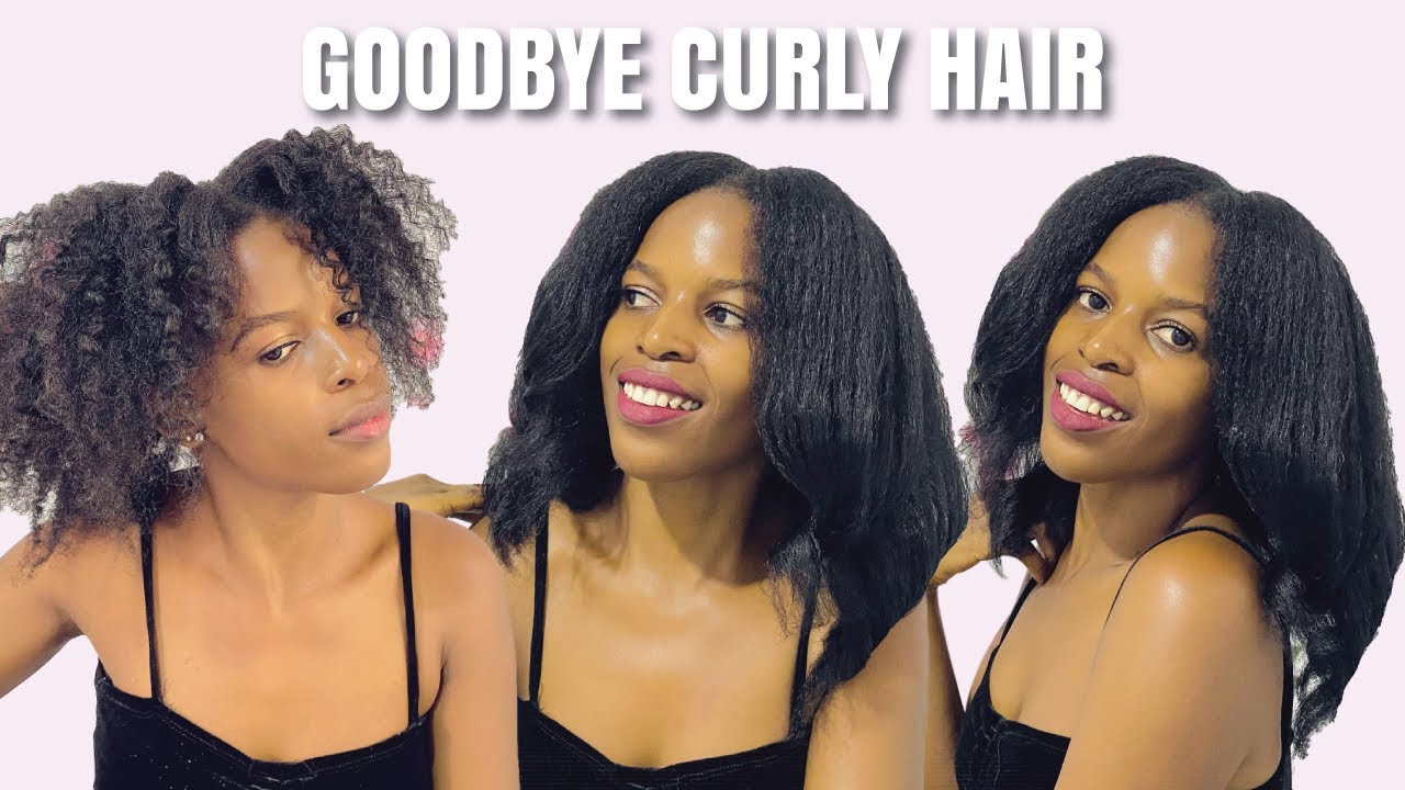 BYE BYE CURLS! Curly to Straight Hair Routine | No blow dryer | Natural ...