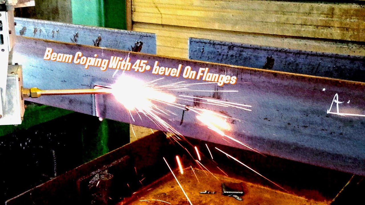 Beam Coping with 45° Bevel on Flanges - YouTube