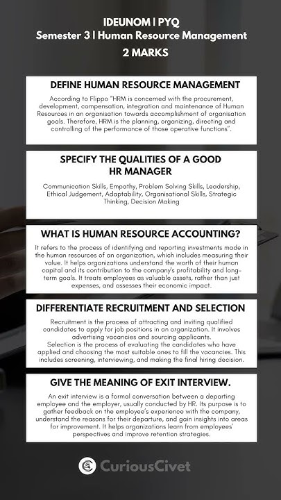 Madras University | MBA | PYQ | Human Resource Management | Semester 3 - YouTube