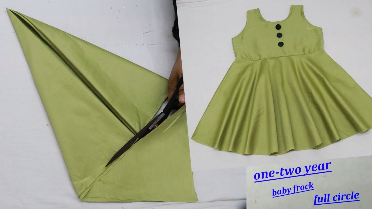 Full Flared Baby Frock Cutting and Stitching | Umbrella Cut Baby Frock ...