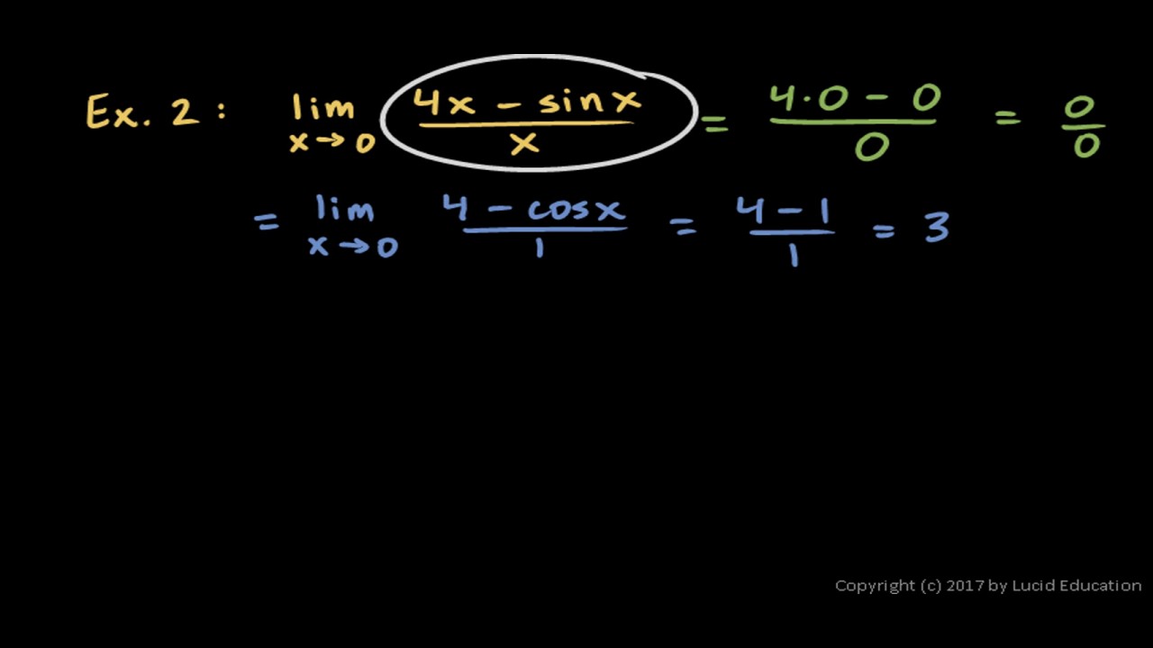 Calculus 6.08c - L'Hopital's Rule, Examples 2 - 3 - YouTube