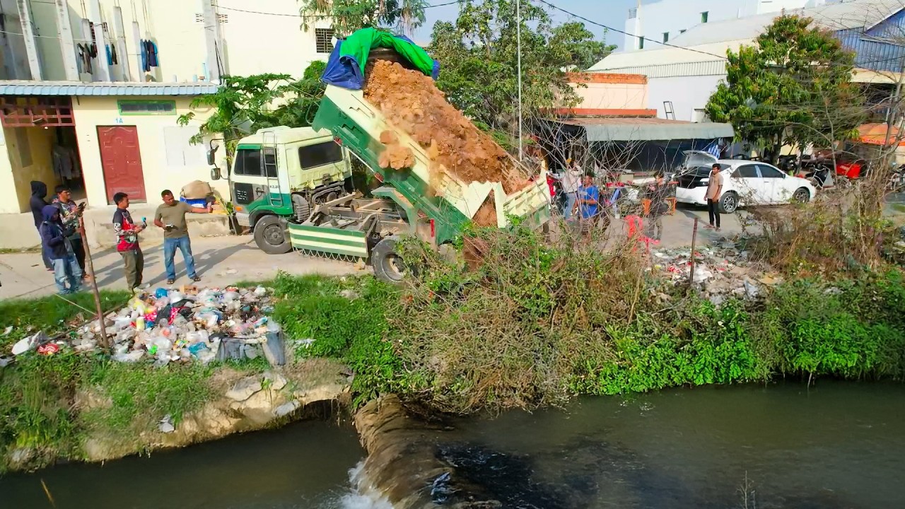 Good New Project! dumped soil into dirty water in garbage filled ...