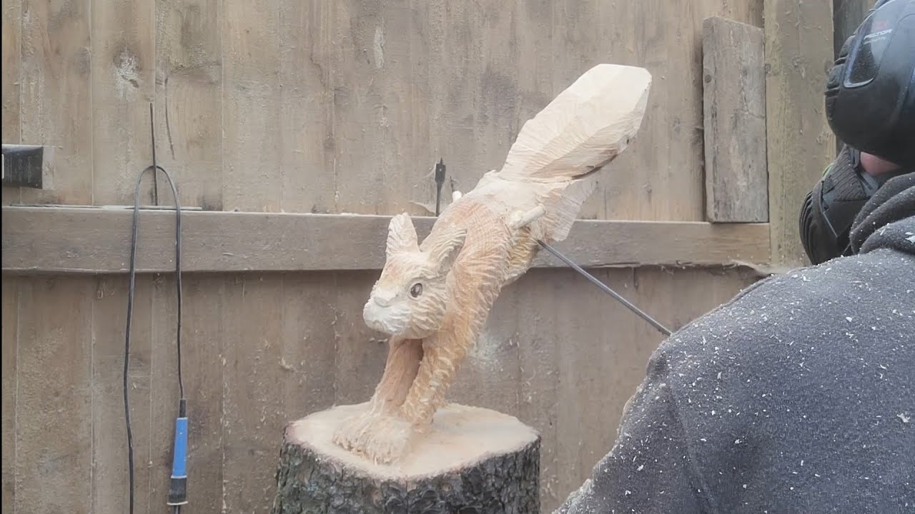 How to Chainsaw Carve A Squirrel - YouTube