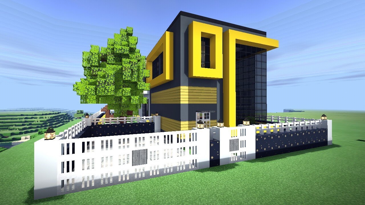 ⛏️ MINECRAFT How to build a Dark Facade Cozy Modern House 🦨 || Tutorial ...