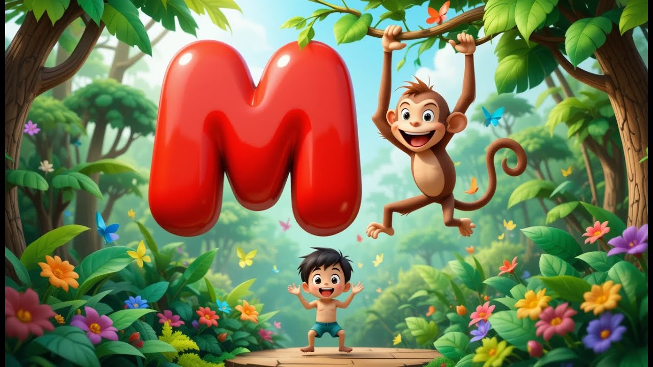 M is for Monkey | ABC Animal Song for Kids | Learn the Alphabet with ...