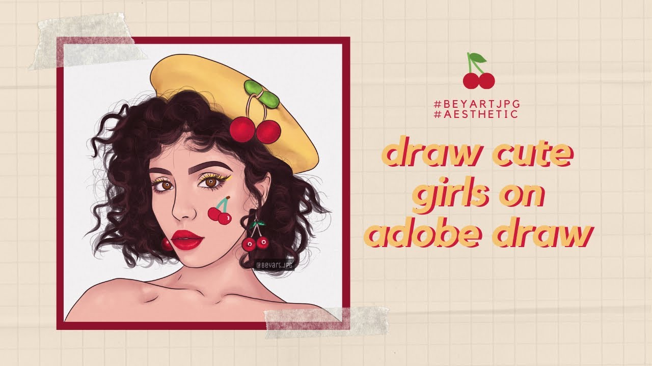 drawing cute girl on adobe draw 🍒 - YouTube