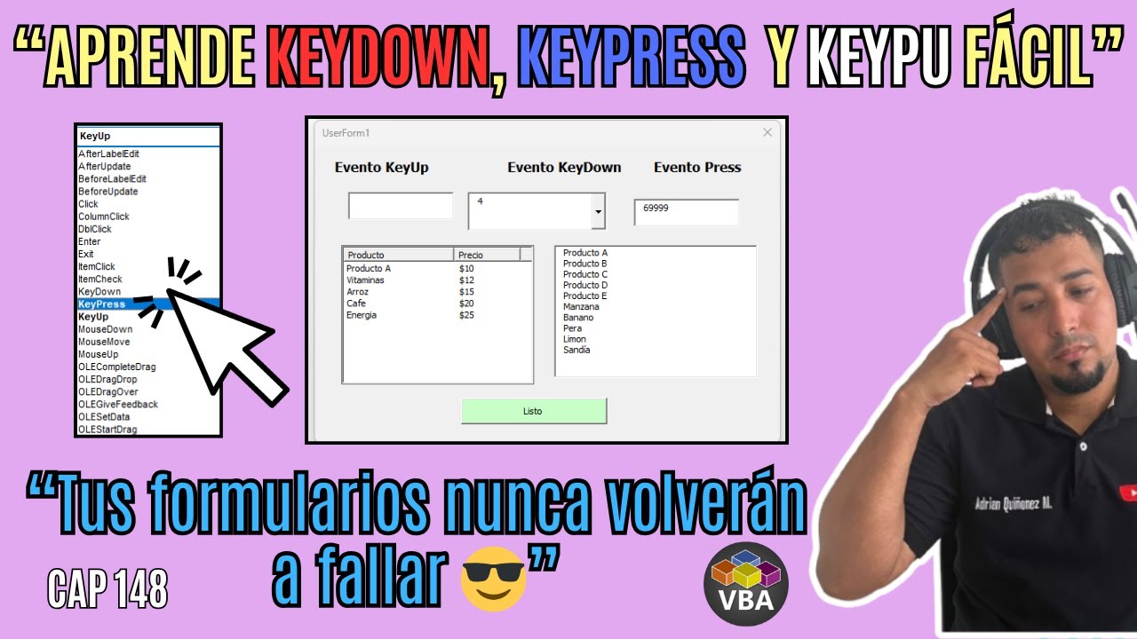 Cómo Usar los Eventos KeyPress y KeyDown en Formularios VBA Excel Cap ...