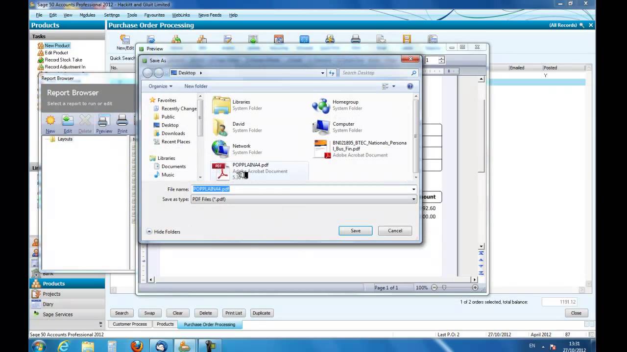 Sage Line 50 Reordering of inventory - YouTube