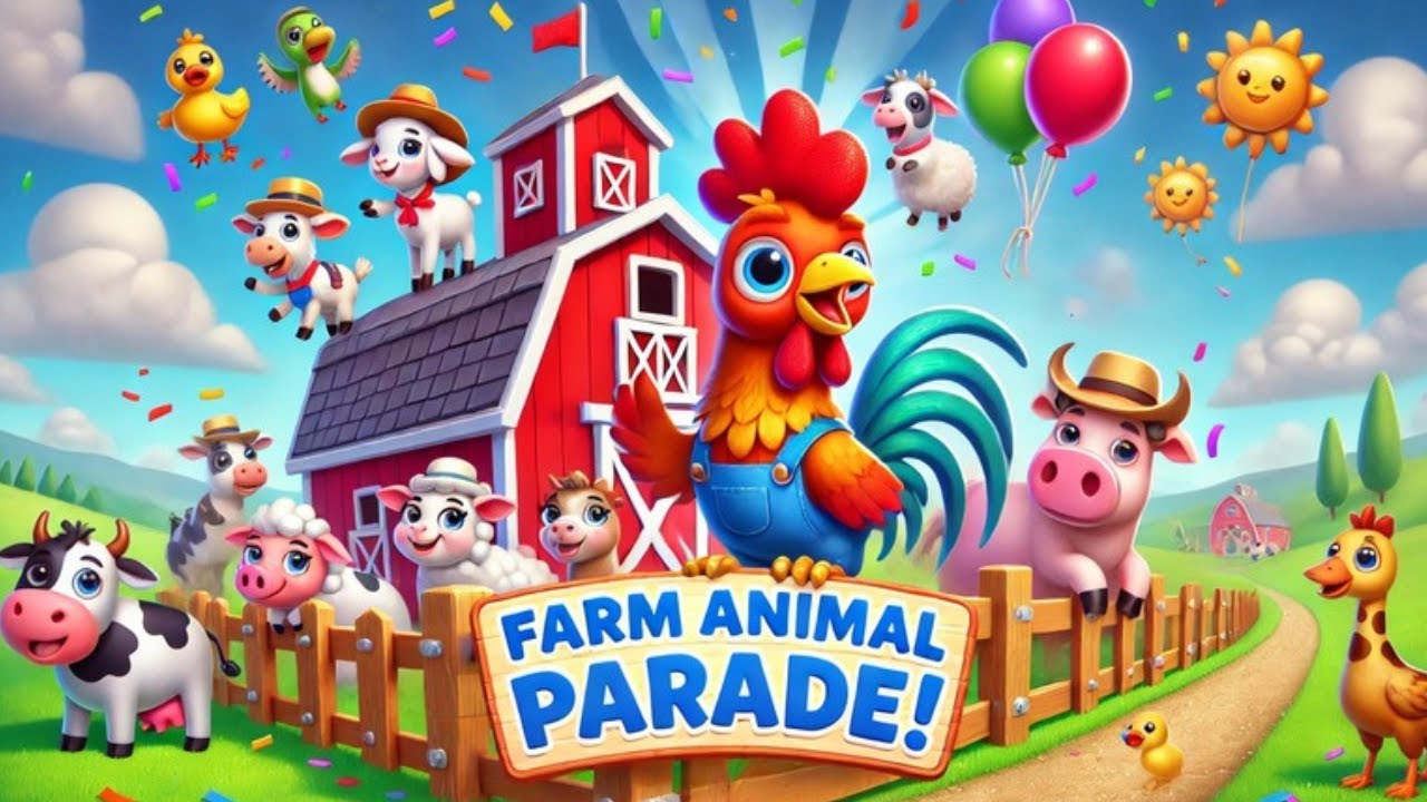 Farm Animal Parade! 🐄🎶 Fun 3D Animated Nursery Rhyme for Kids 🚜🐓 - YouTube