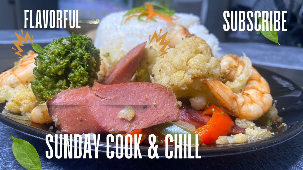 SUNDAY COOK & CHILL | Stir fry shrimp & sausages - YouTube