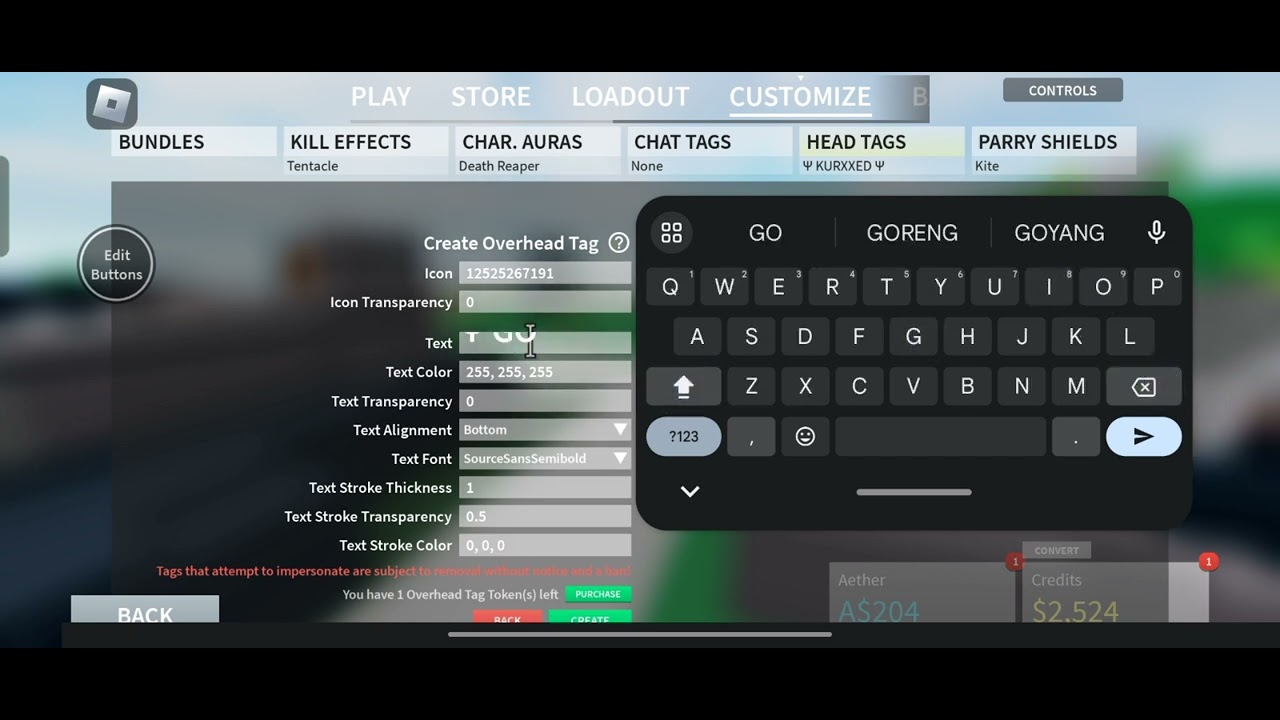 cara membuat head tags di combat warrior - YouTube