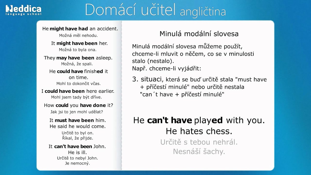Angličtina - minulý čas způsobových sloves JŠ Eddica - YouTube