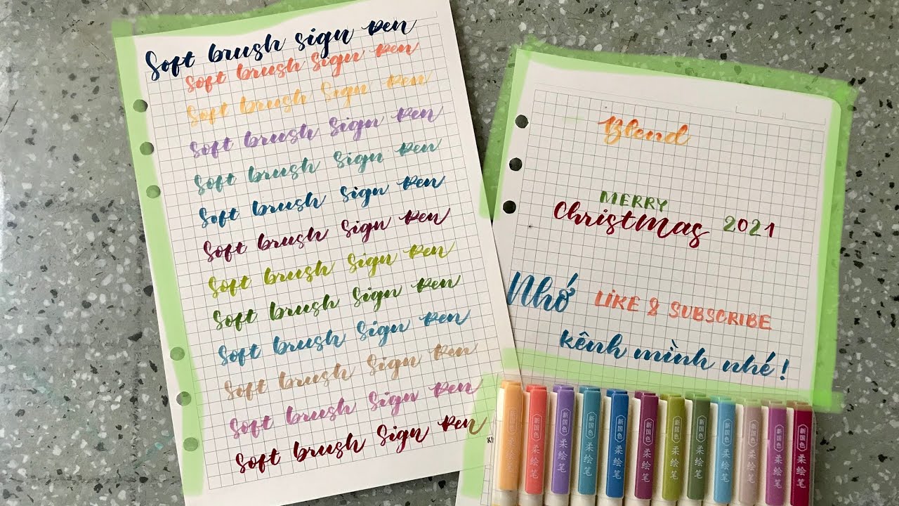 (Swatch & Review) Soft Brush Sign Pen phiên bản mới // Bút luyện ...