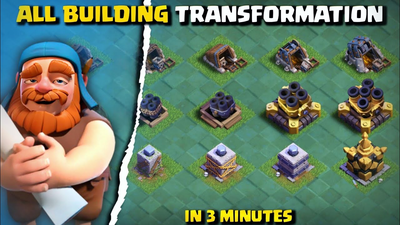 [CLASH OF CLANS] BUILDER BASE EVERY BUILDING UPGRADE IN 4 Minutes FAST ...