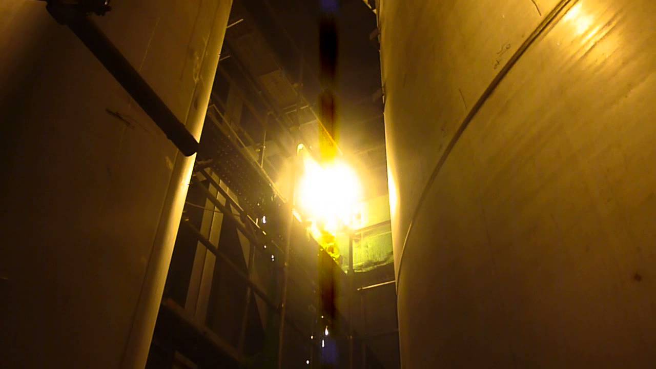 Fire inside distillation column - YouTube