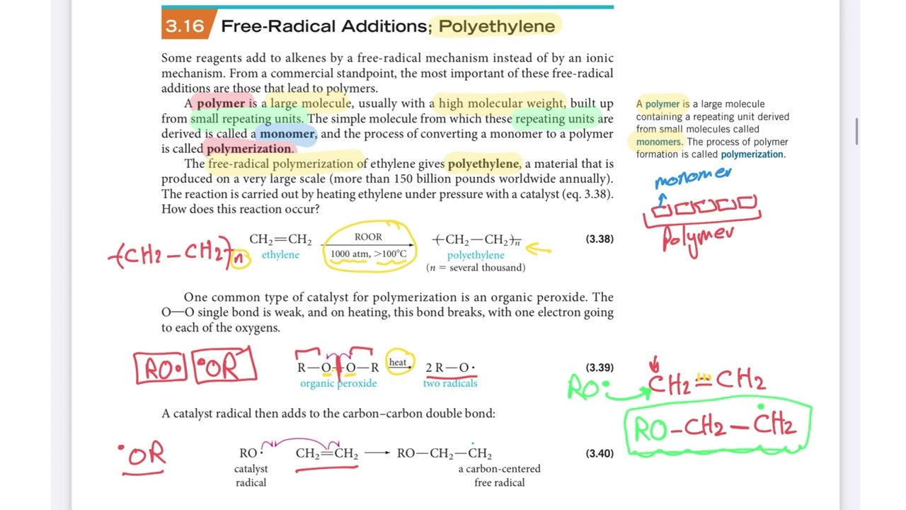 Free-radical addition; polyethylene - YouTube