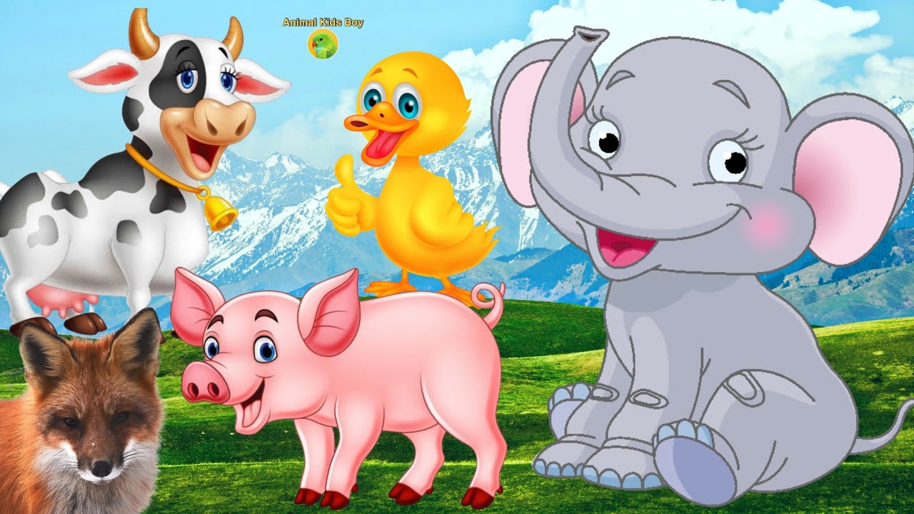 Around the zoo looking for fox, duck, cow, pig, monkeys, elephants ...