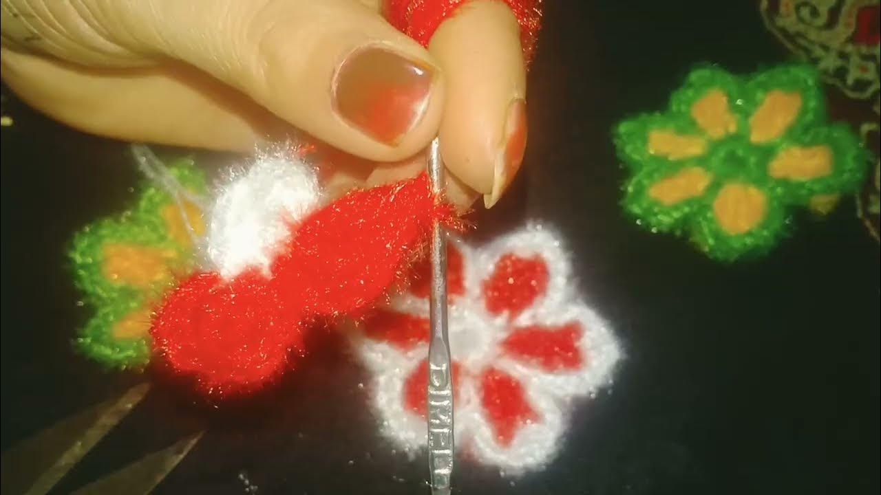 asan tarike se bnaye wool flower ||oon k phool bnaye asani se ||bhut asan tarike se bnaye wool ...