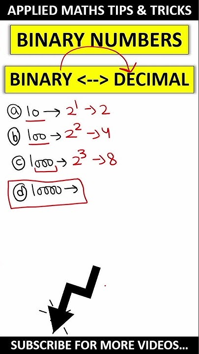 Binary Numbers System Tricks|Applied Maths Class 11|Maths Short Trick| Binary-Decimal| Maths ...