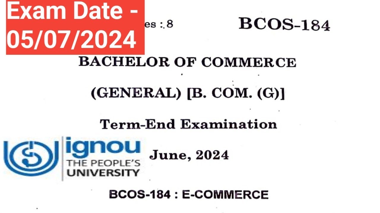 IGNOU BCOS-184 : E - Commerce question paper | Bachelor of Commerce ...