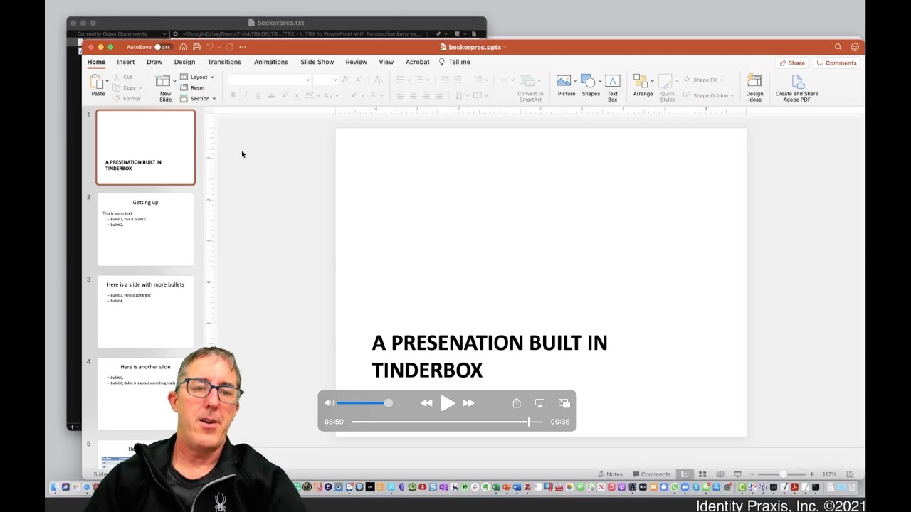 Tinderbox Video - Export TBX Notes to PPTX with Pandoc - YouTube