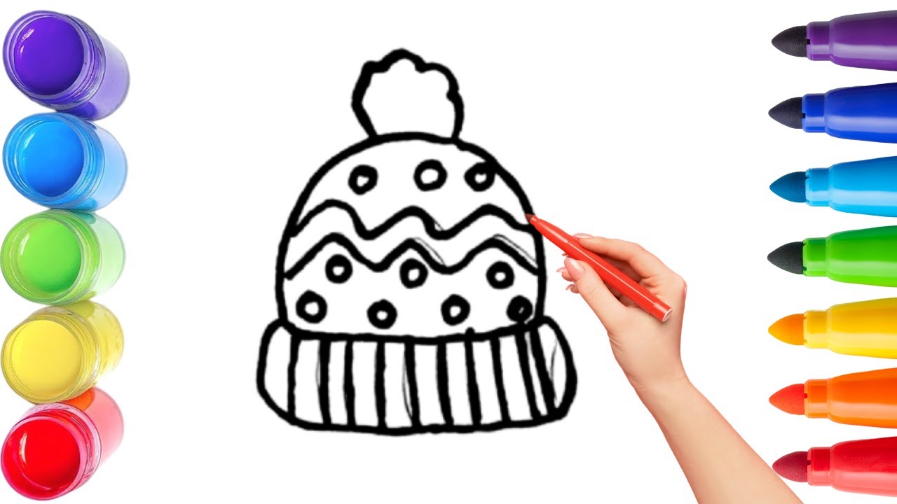How To Draw cute hat Drawing, Painting & Coloring For Kids and Toddlers ...