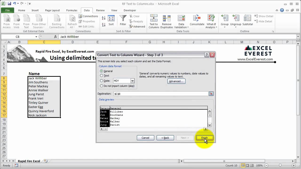 Rapid Fire Excel Training Using Delimited Text To Columns YouTube Rapid Fire Excel Training Using Delimited Text To Columns YouTube