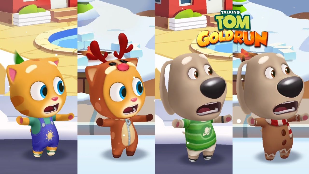 Talking Tom Gold Run Talking Ginger vs Reindeer Ginger vs Talking Ben ...