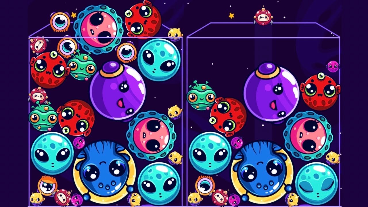 Alien Fusion 👽 Merge Puzzle ( Watermelon game ) Satisfying gameplay #4 ...