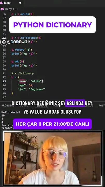 Python dictionary yapısına giriş yaptık.#python #data #datascience # ...