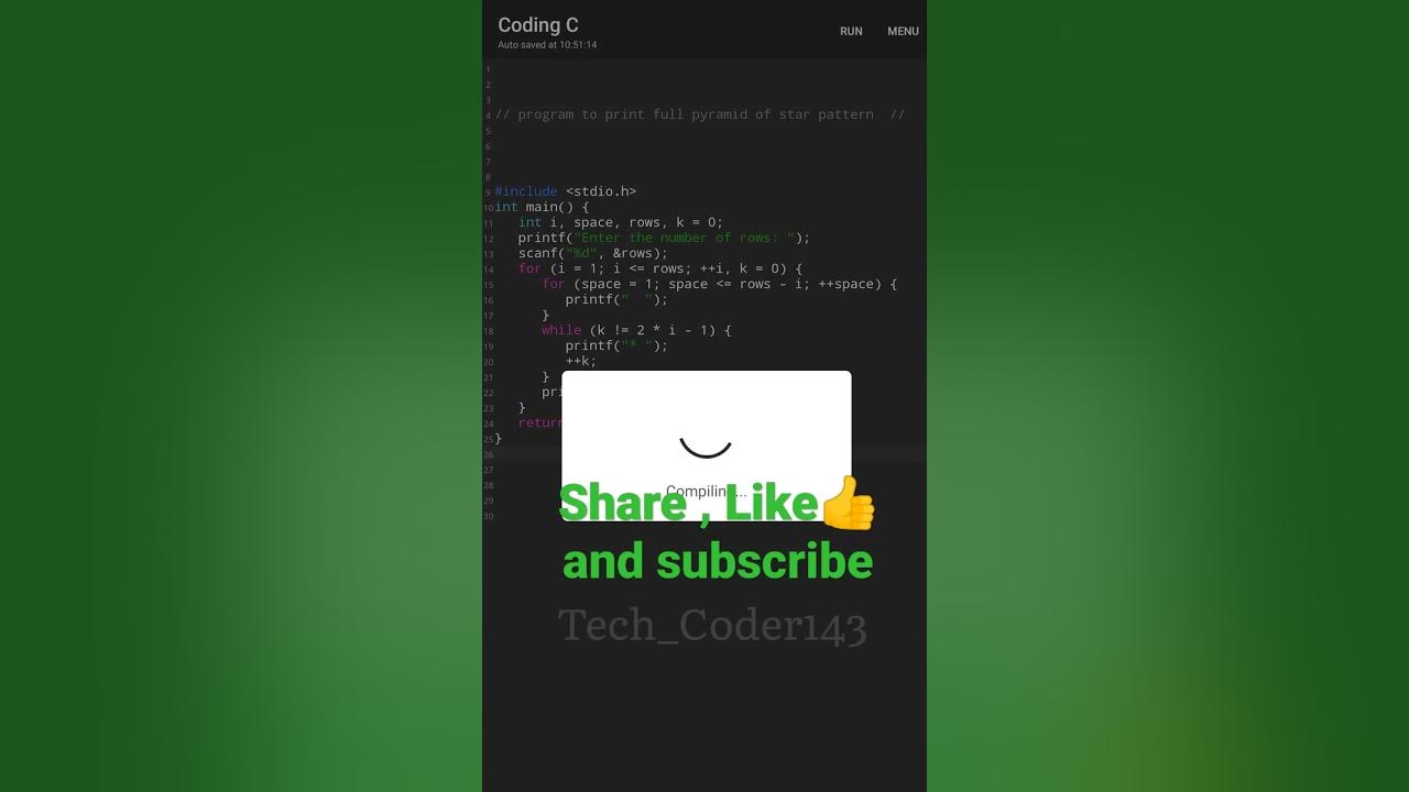 program to print full pyramid of star pattern in c language # ...