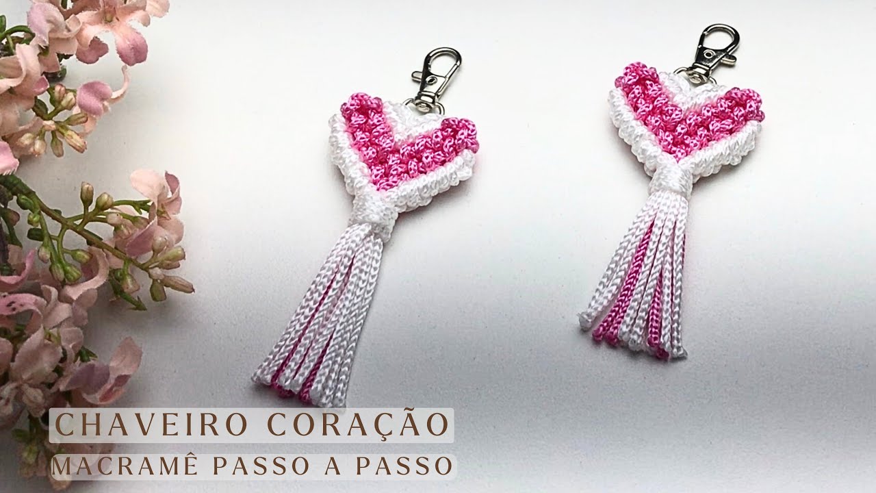 Chaveiro de coração em macramê passo a passo | macrame heart keychain ...