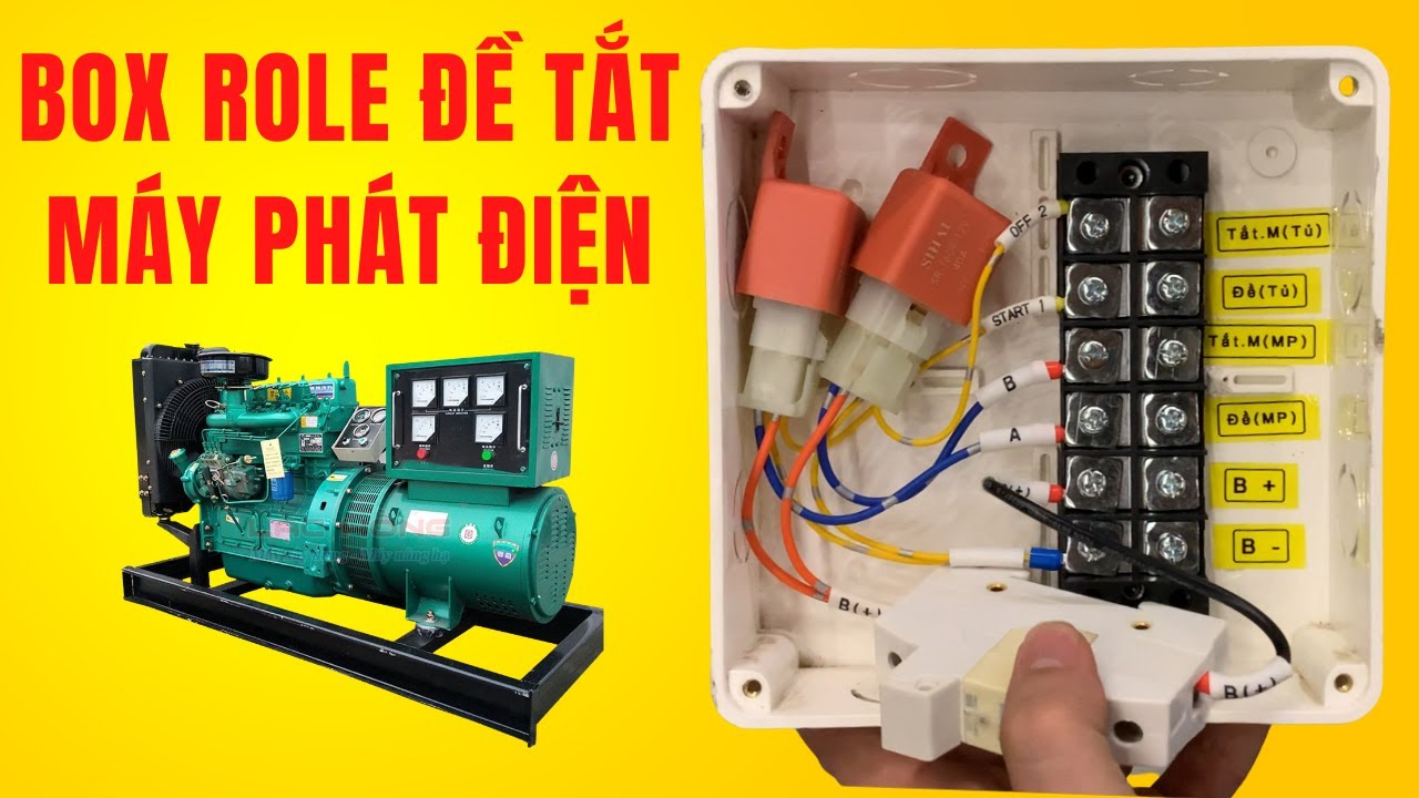 BOX role trung gian tín hiệu Đề và Tắt máy của máy phát điện lắp tủ ATS ...