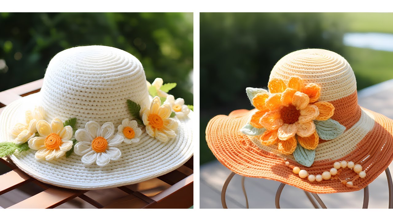Crochet Knitted Sun Hat Design (Share Ideas)#crochet #knitting # ...