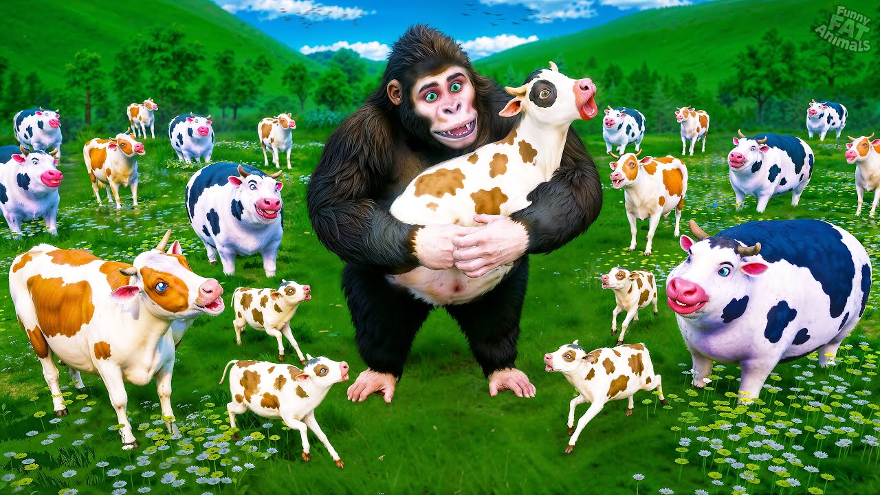 Epic Rescue! Fat Cow Family Saved by Gorilla | Fat Animals Rescue ...